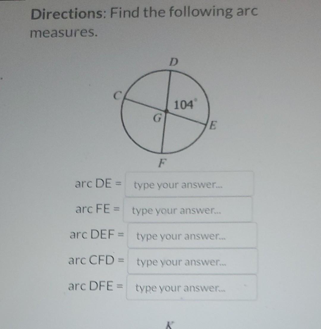 Solved Directions: Find the following arc | Chegg.com