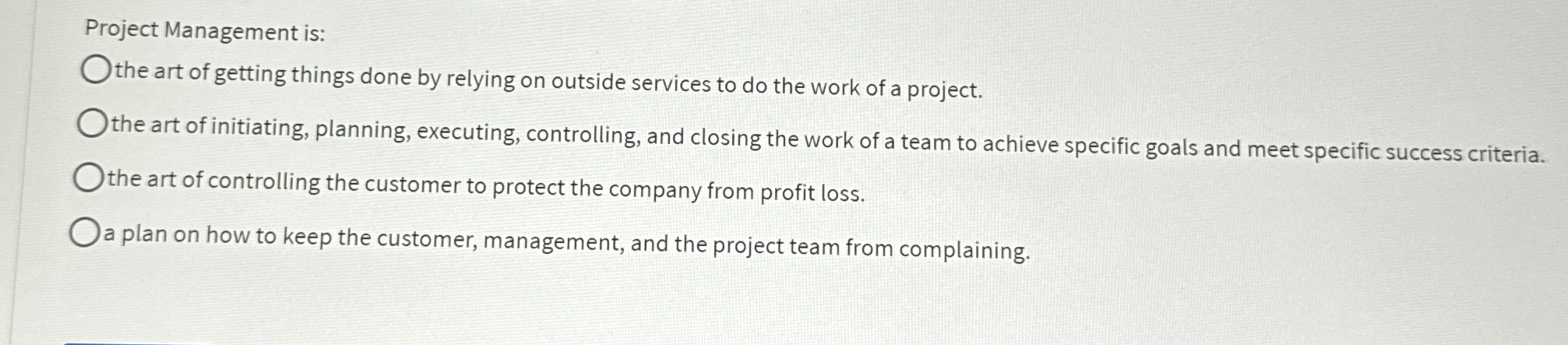 Solved Project Management is:the art of getting things done | Chegg.com