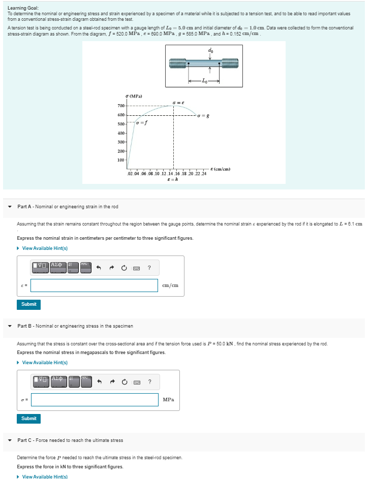 Learning Goal:To determine the nominal or engineering | Chegg.com
