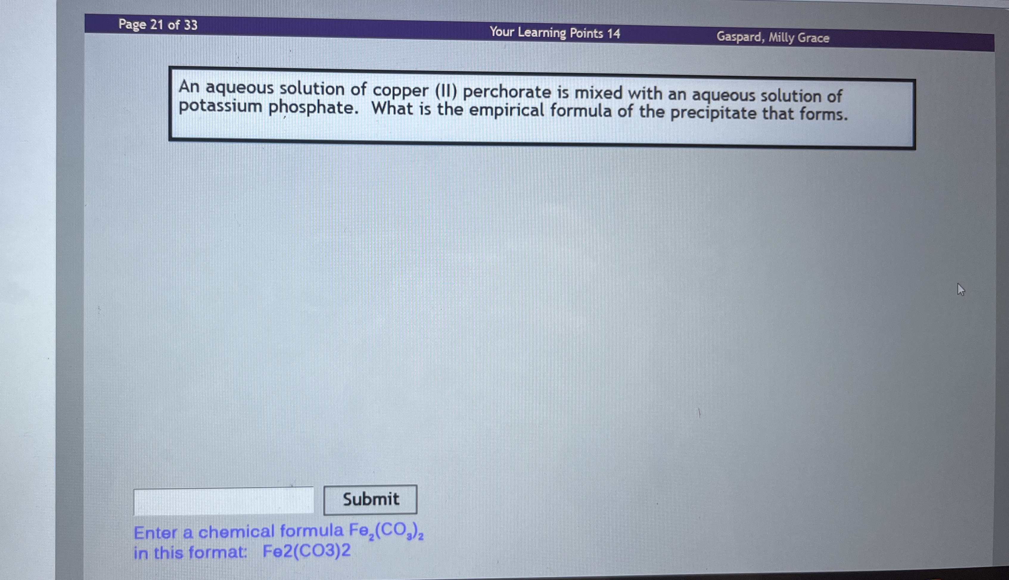Solved An aqueous solution of copper (II) ﻿perchorate is | Chegg.com