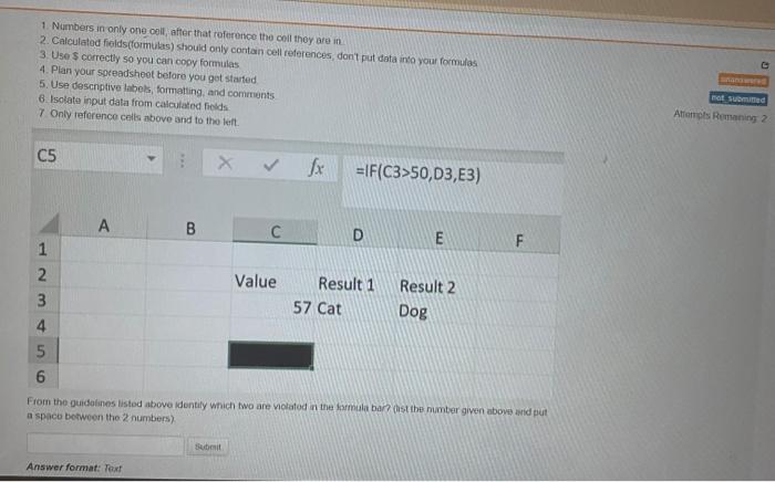 Solved 1. Numbers in only one ceil, after that roference the | Chegg.com