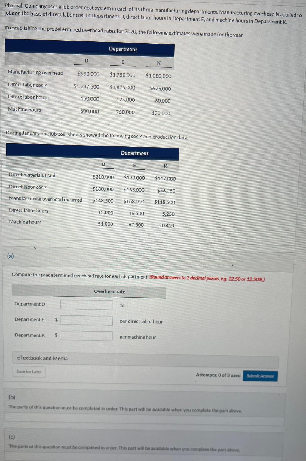 Pharoah Company uses a job order cost system in each | Chegg.com Pharoah Company uses a job order cost system in each | Chegg.com