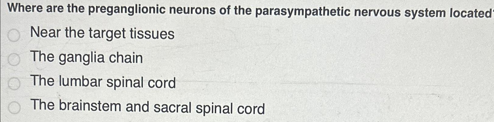 Solved Where are the preganglionic neurons of the | Chegg.com