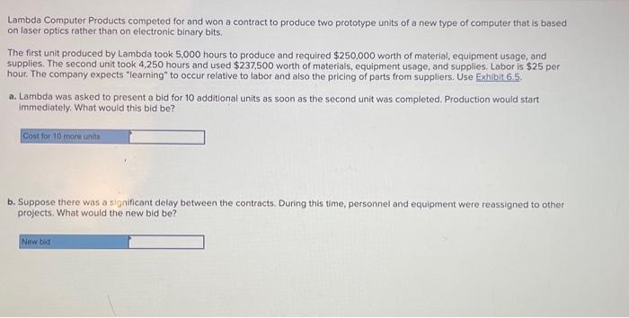 Solved Lambda Computer Products competed for and won a | Chegg.com