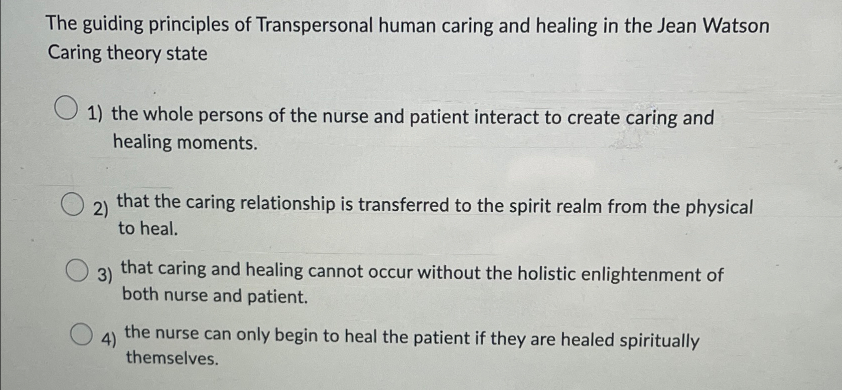 Solved The guiding principles of Transpersonal human caring | Chegg.com