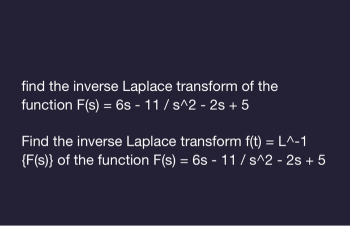 Solved find the inverse Laplace transform of the function | Chegg.com