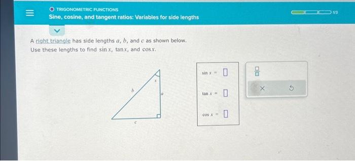 Solved A right triangle has side lengths a,b, and c as shown | Chegg.com