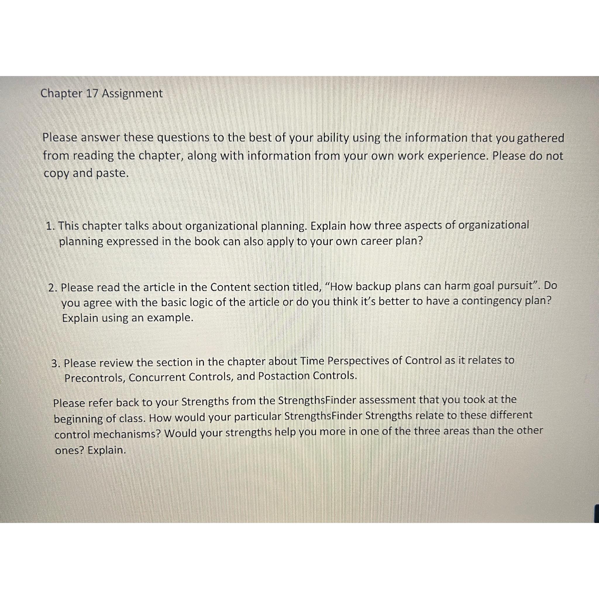 Solved Chapter 17 ﻿AssignmentPlease answer these questions | Chegg.com