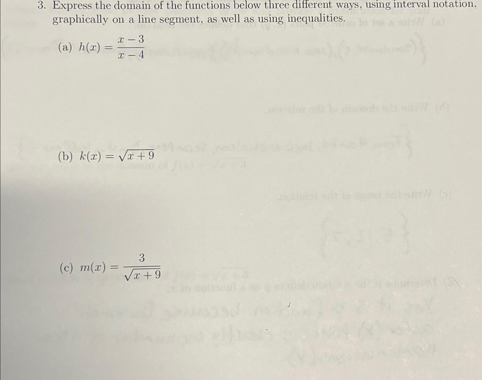 Solved Express the domain of the functions below three | Chegg.com