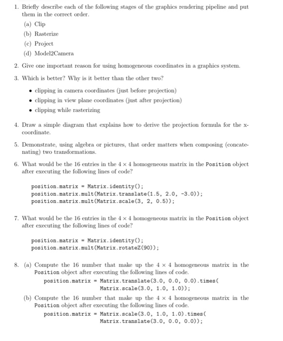 Solved 1. Briefly describe each of the following stages of | Chegg.com