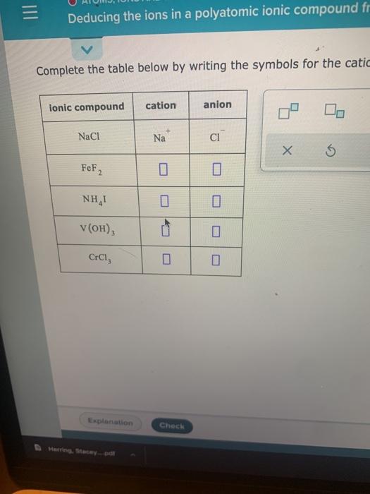 Solved Deducing the ions in a polyatomic ionic compound fr | Chegg.com