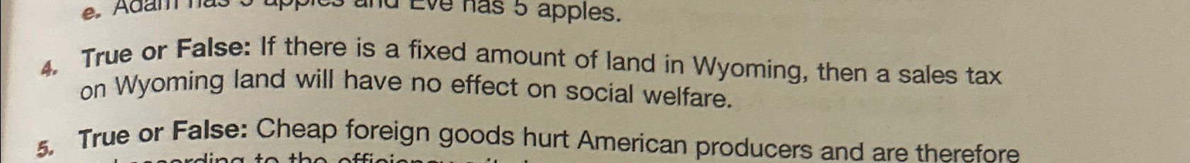Solved True or False: If there is a fixed amount of land in | Chegg.com