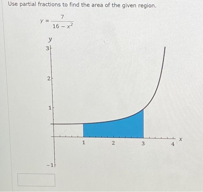 Solved Use partial fractions to find the area of the given | Chegg.com