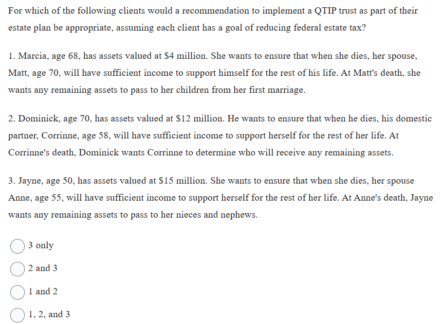 Solved by an EXPERT For which of the following clients would a | Chegg.com