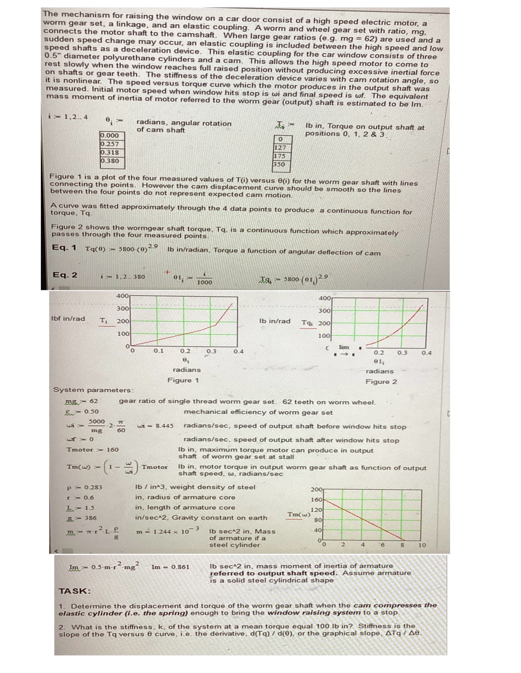 Solved The mechanism for raising the window on a car door | Chegg.com