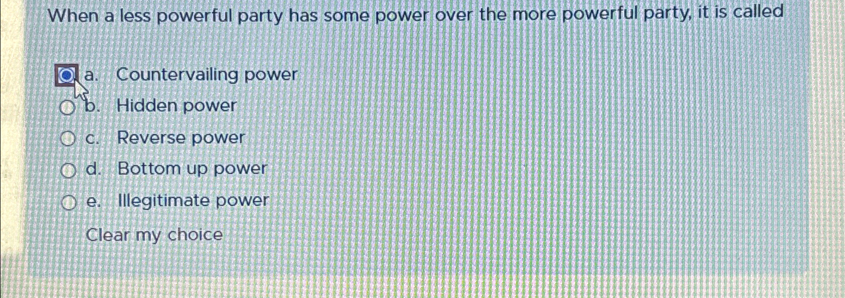 Solved When a less powerful party has some power over the | Chegg.com