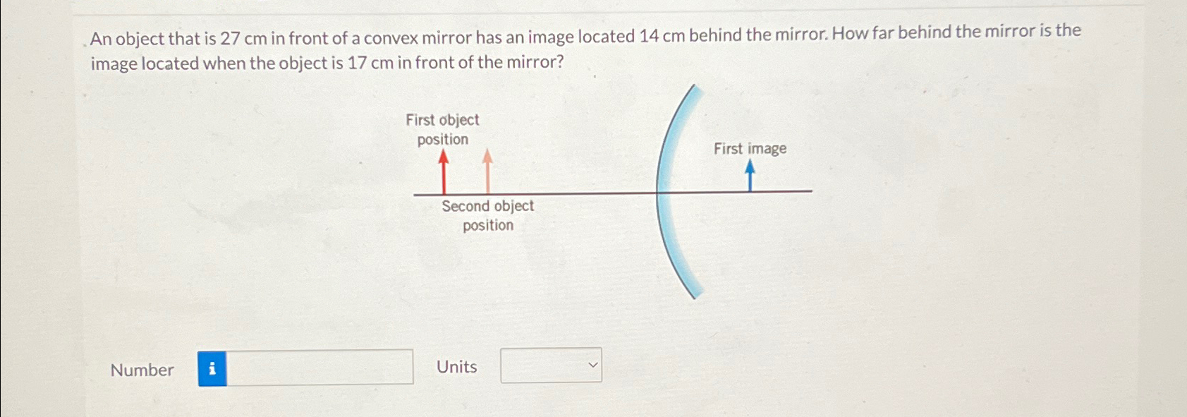 Solved An object that is 27cm ﻿in front of a convex mirror | Chegg.com