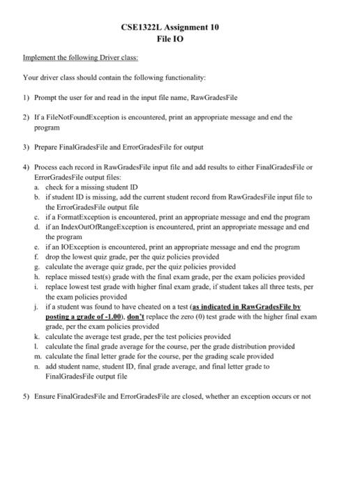 Solved CSE1322L Assignment 10 File 10 Overview For this | Chegg.com