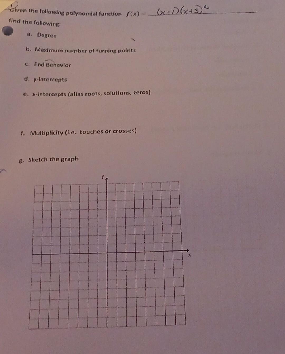 Solved (2) Given the following polynomial function | Chegg.com
