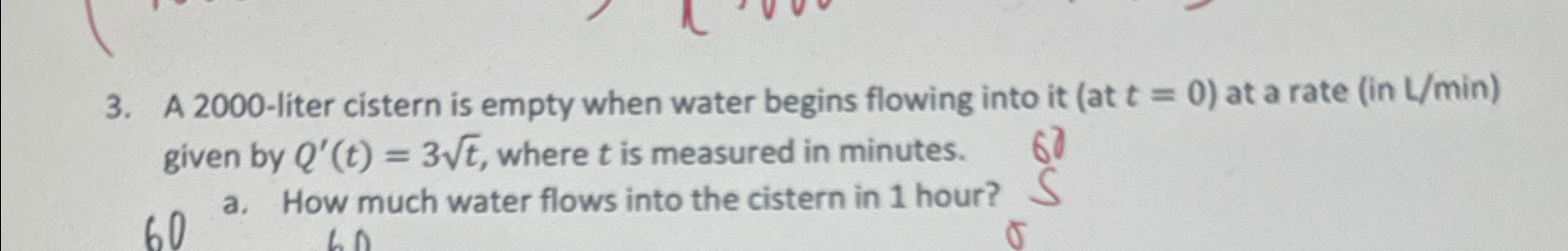 Solved A 2000 -liter cistern is empty when water begins | Chegg.com