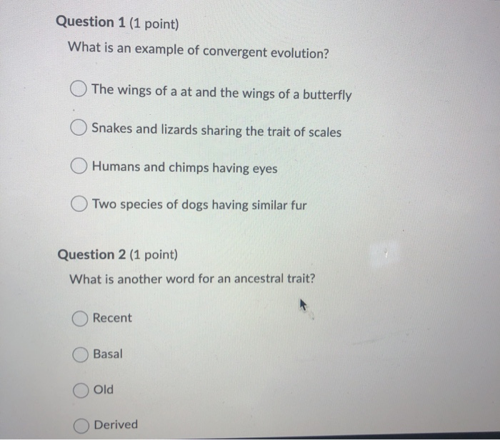 Solved Question 1 (1 point) What is an example of convergent | Chegg.com