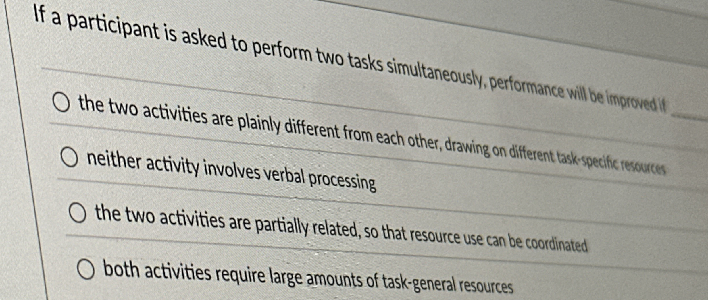 Solved If a participant is asked to perform two tasks | Chegg.com