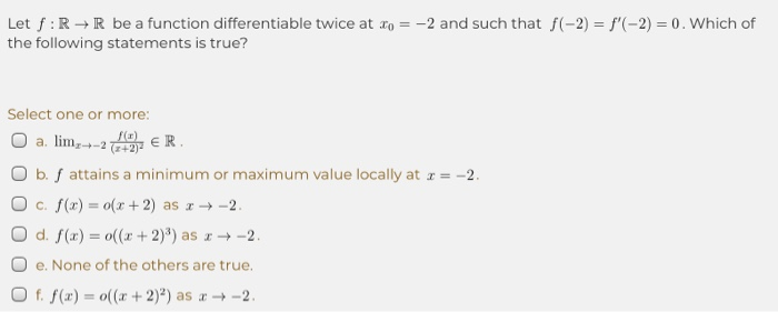 Solved Let F R R Be A Function Differentiable Twice At Co