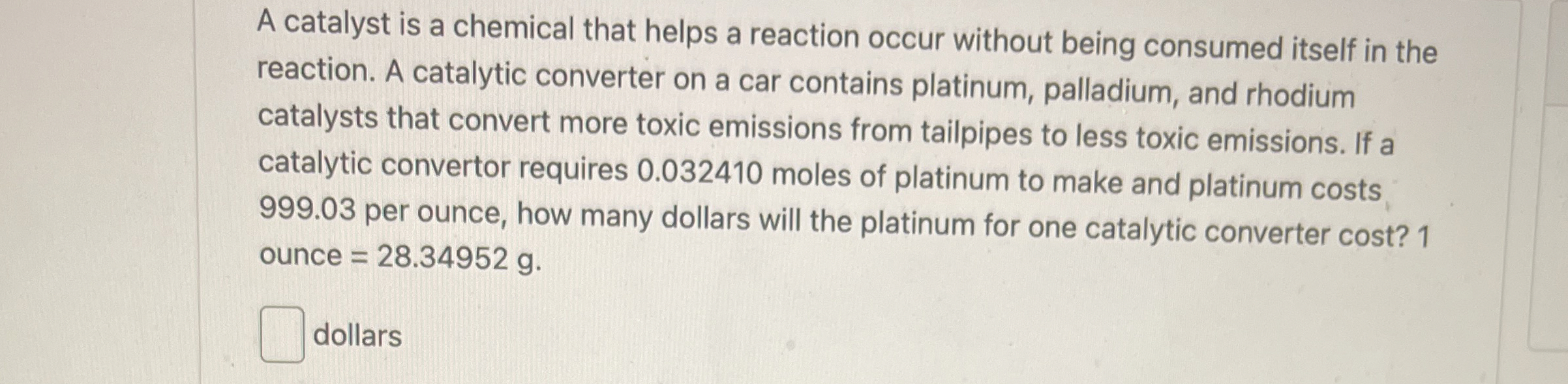 Solved A catalyst is a chemical that helps a reaction occur | Chegg.com