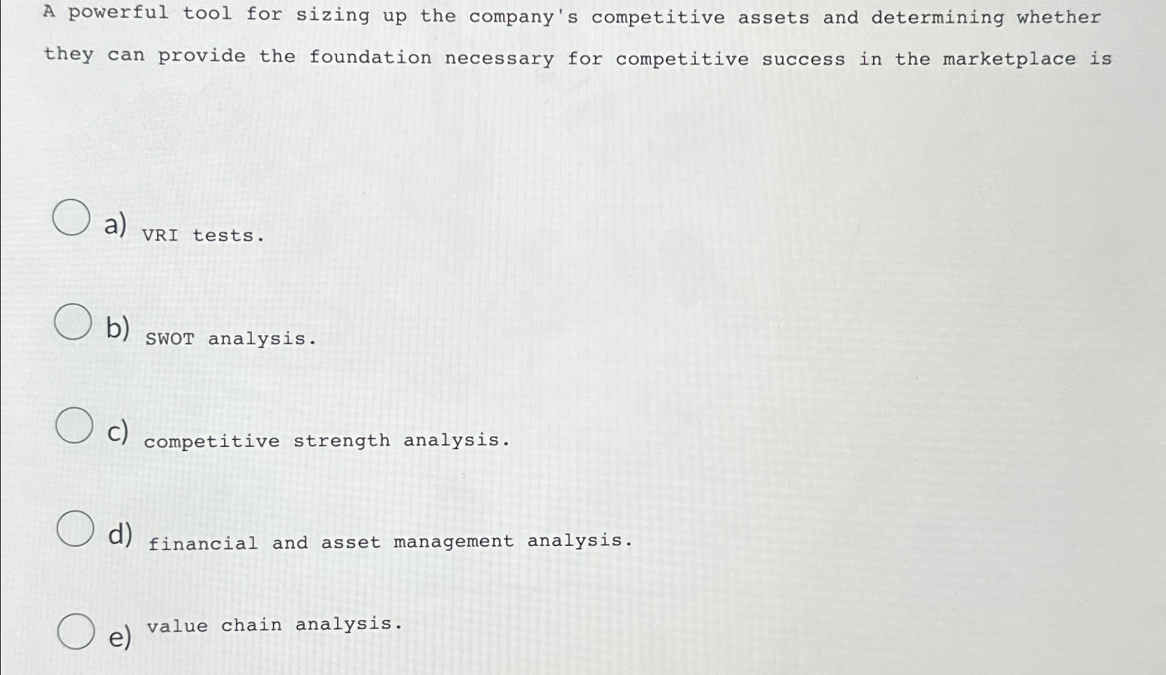Solved A powerful tool for sizing up the company's | Chegg.com