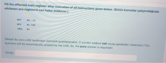 Solved Fill the effected main register after execution of | Chegg.com