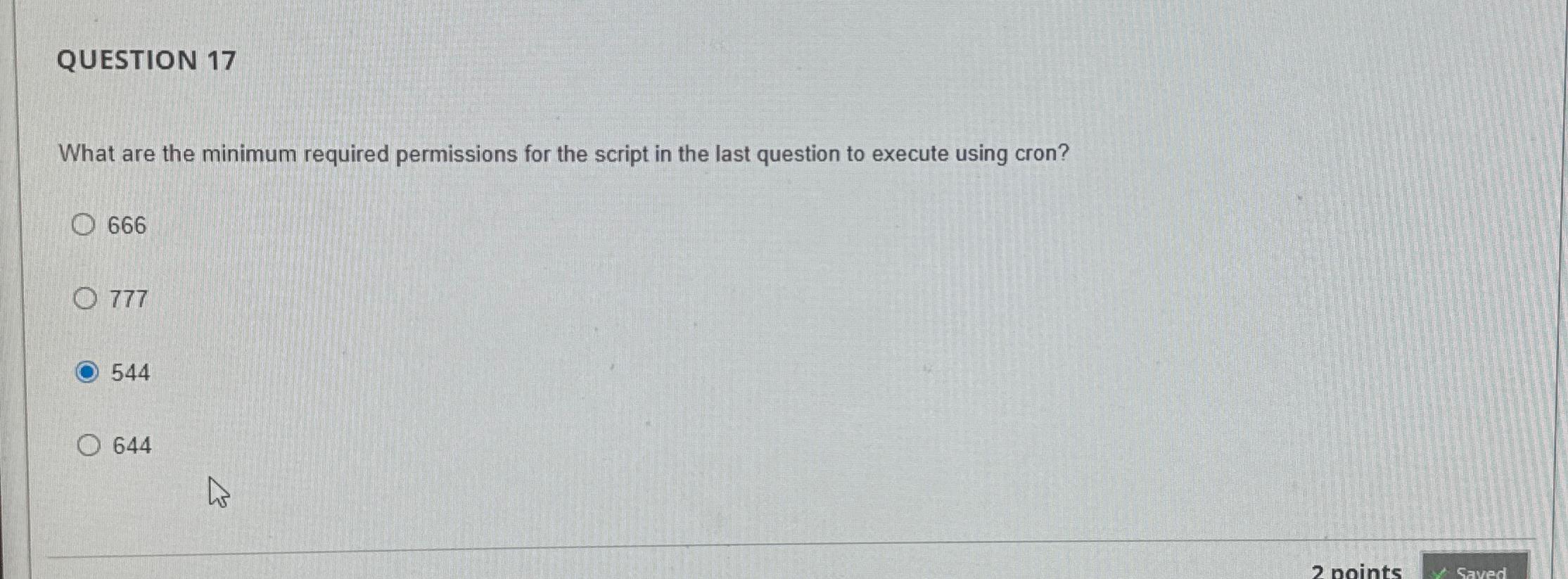 Solved QUESTION 17What are the minimum required permissions | Chegg.com Solved QUESTION 17What are the minimum required permissions | Chegg.com