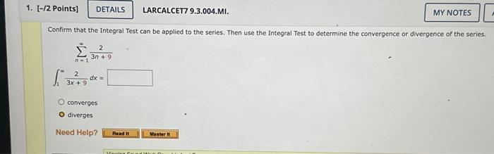 Solved Confirm that the Integral Test can be applied to the | Chegg.com