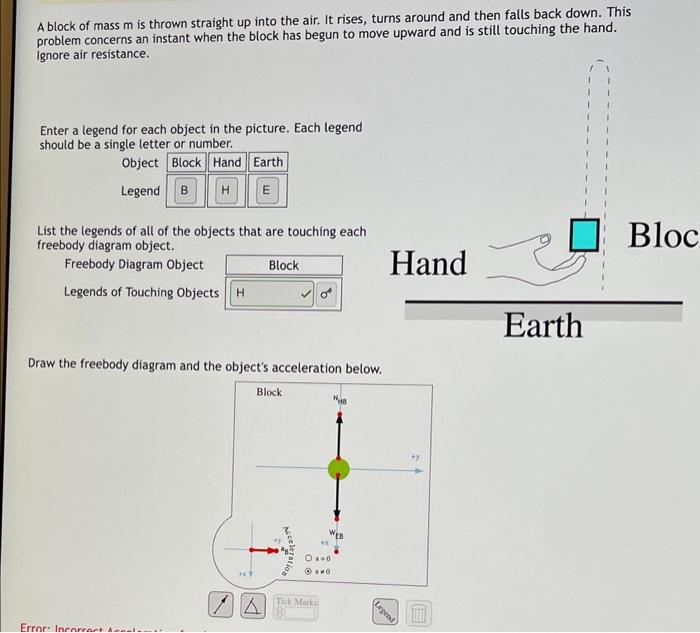 Solved A block of mass m is thrown straight up into the air. | Chegg.com