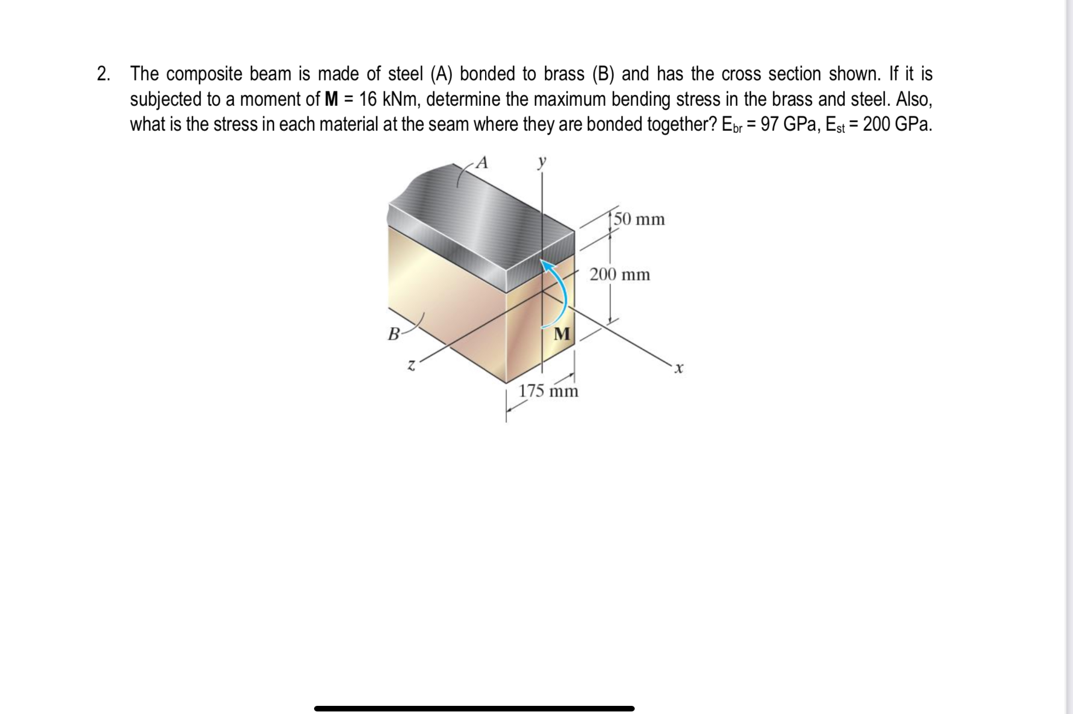 Solved The composite beam is made of steel (A) ﻿bonded to | Chegg.com
