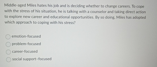 Solved Middle-aged Miles hates his job and is deciding | Chegg.com