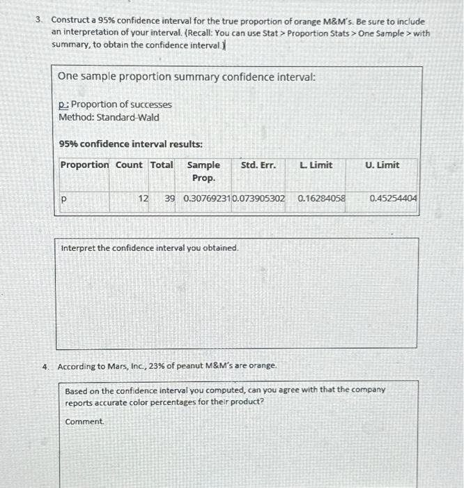 Solved 3. Construct a 95% confidence interval for the true | Chegg.com