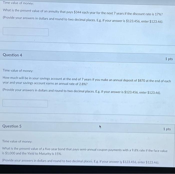 Solved Time value of money: What is the present value of an | Chegg.com