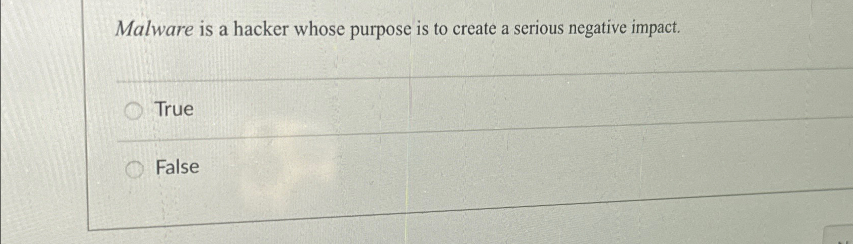Solved Malware is a hacker whose purpose is to create a | Chegg.com