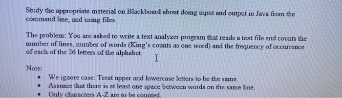 Solved Write a text analyzer java program that reads a text | Chegg.com