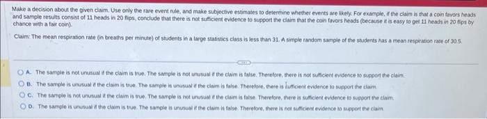 Make a decision about the given claim. Use only the | Chegg.com