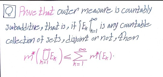 Solved o prove that outer measure is countably subadditive, | Chegg.com
