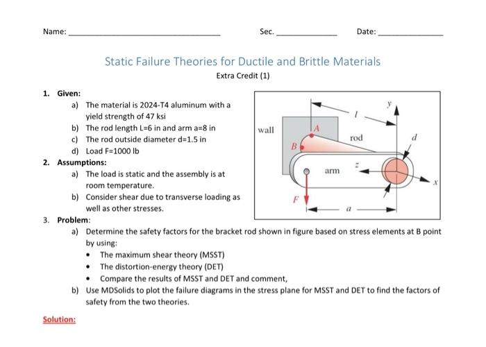 Solved Static Failure Theories for Ductile and Brittle | Chegg.com