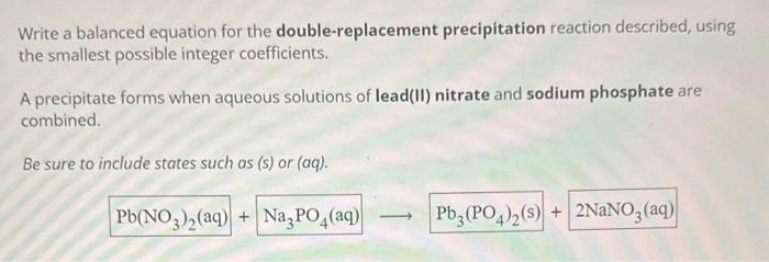 Solved Write a balanced equation for the double-replacement | Chegg.com