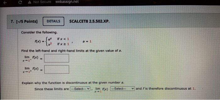 Solved A Not Secure webassign.net 7. [-15 Points] DETAILS | Chegg.com