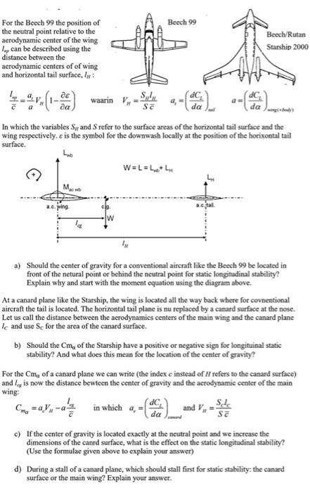 Solved For the Beech 99 the position of the neutral point | Chegg.com