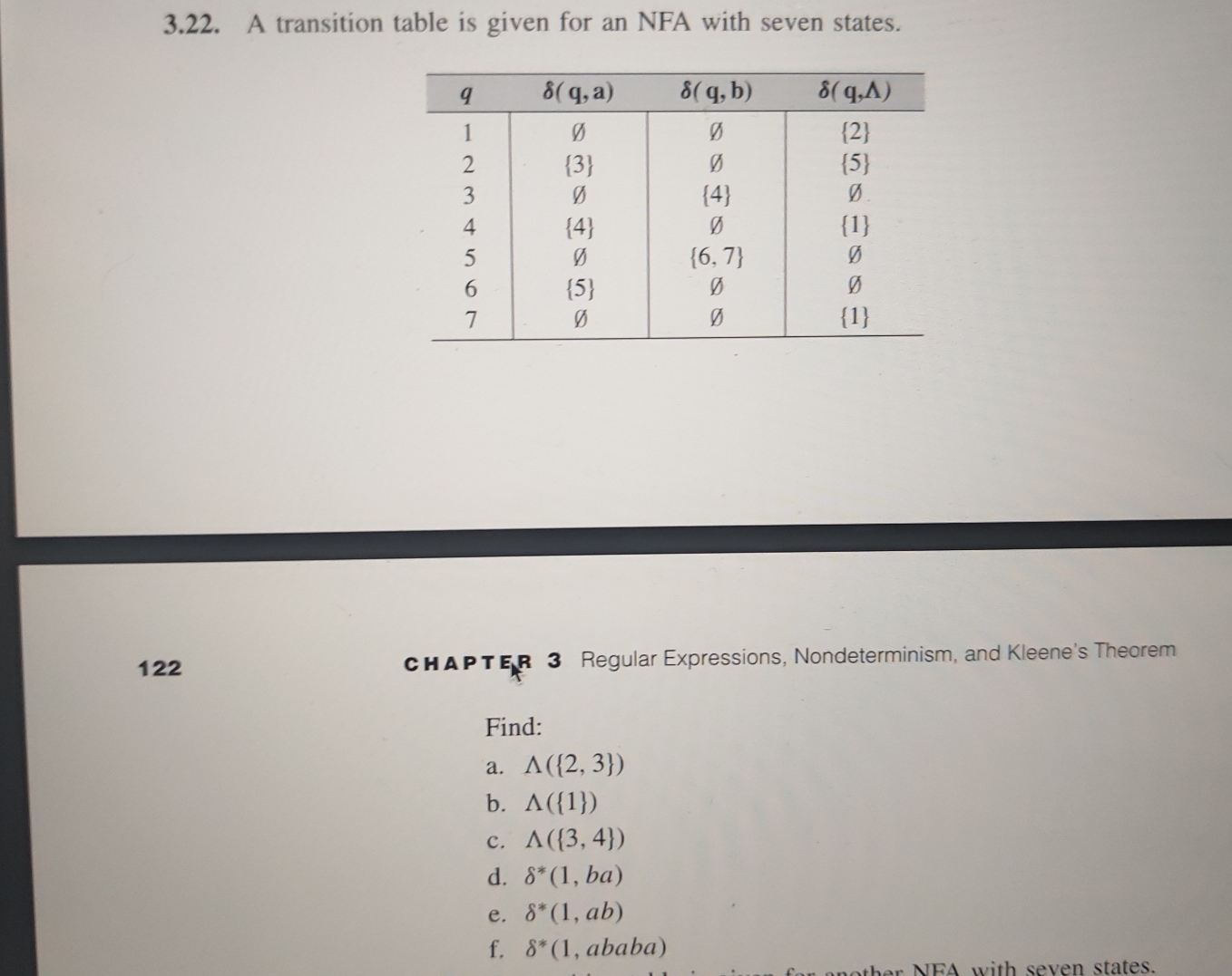 Solved 3.22. ﻿A transition table is given in the image. and | Chegg.com
