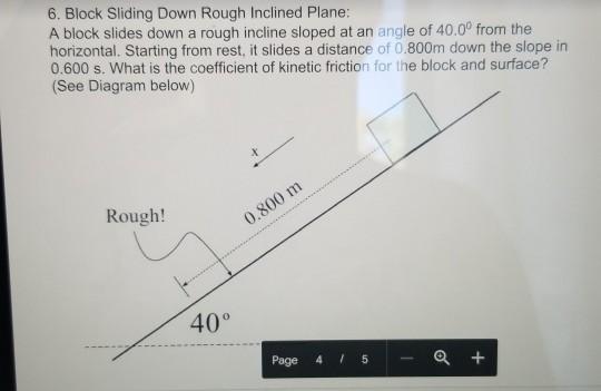 Solved 6. Block Sliding Down Rough Inclined Plane: A block | Chegg.com