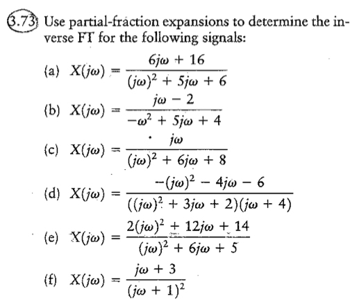 Solved (3.73) ﻿Use partial-fraction expansions to determine | Chegg.com