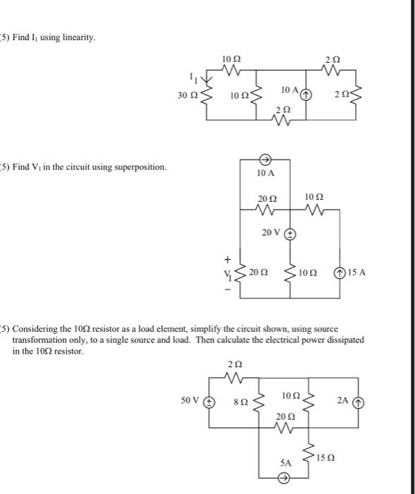 Solved (5) Find I1 using linearity. (5) Find V1 in the | Chegg.com