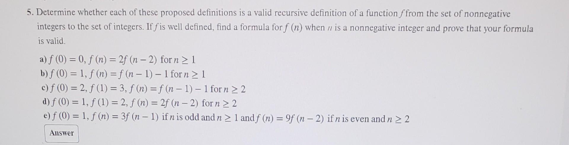 Solved 5. Determine whether each of these proposed | Chegg.com